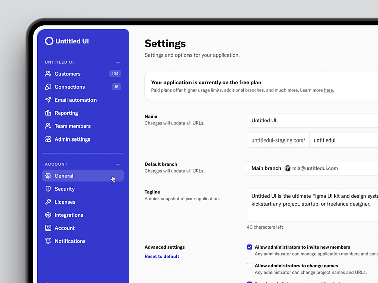 Settings page — Untitled UI by Jordan Hughes® on Dribbble