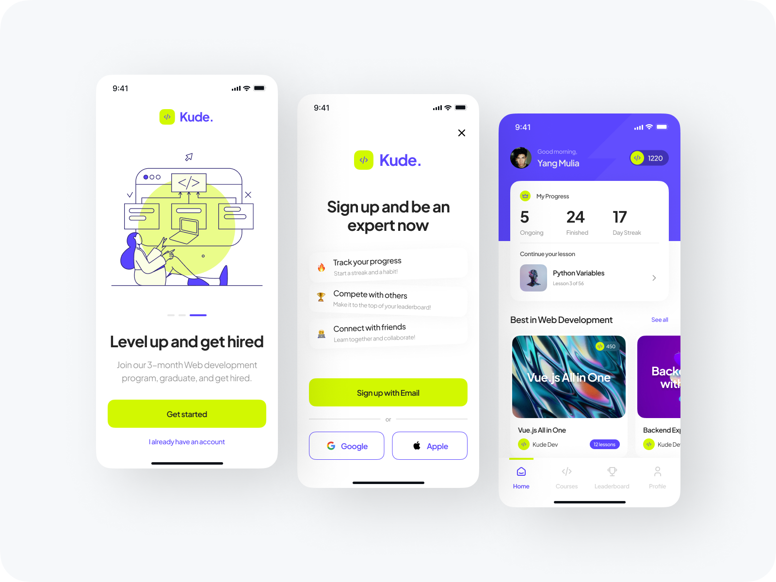 Kude - Learn Coding Mobile Apps UI KIT 📱 by Arfi Maulana for Pickolab Studio on Dribbble