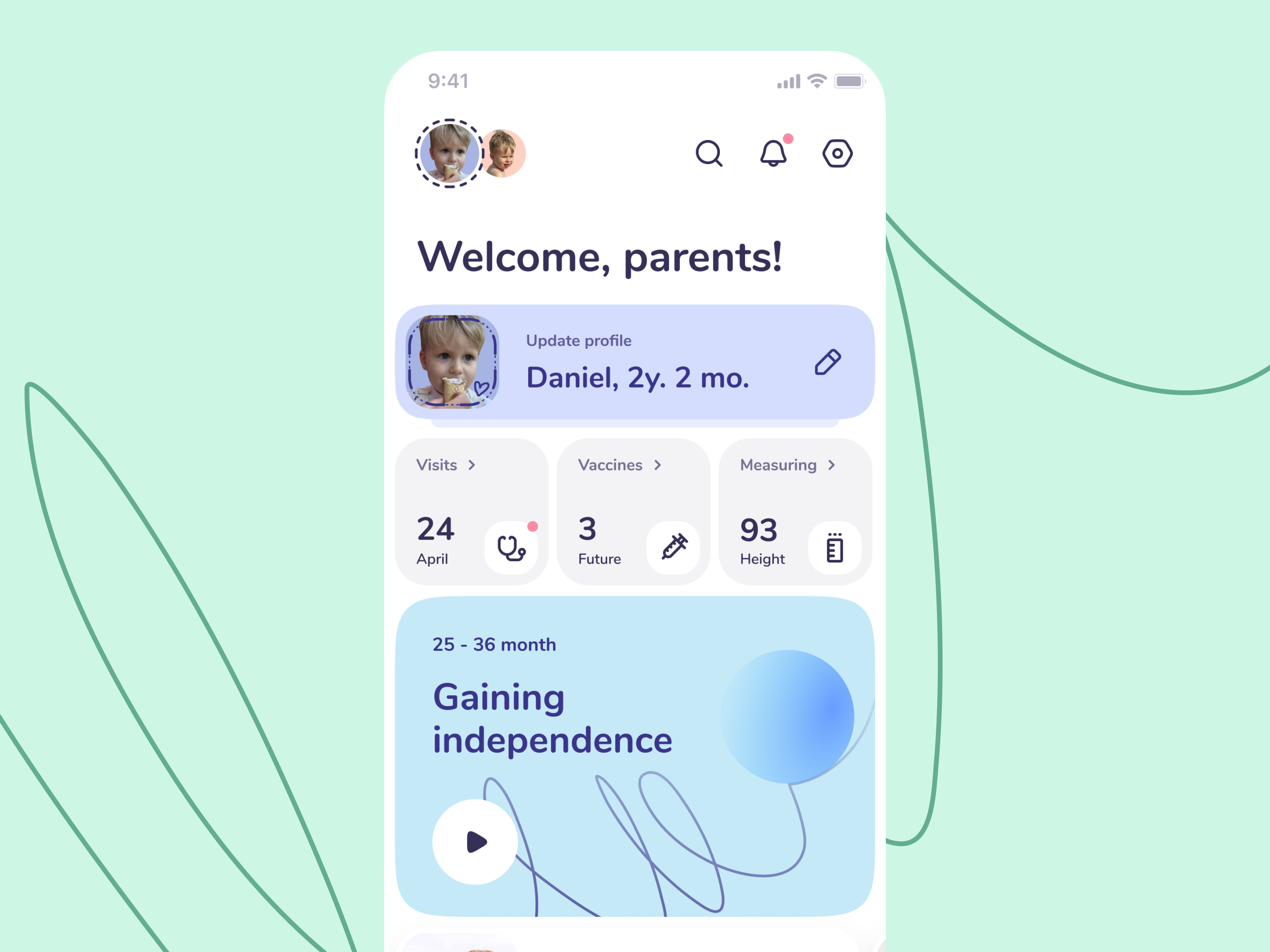 Child development app by Julia Zinchenko 🇺🇦 on Dribbble