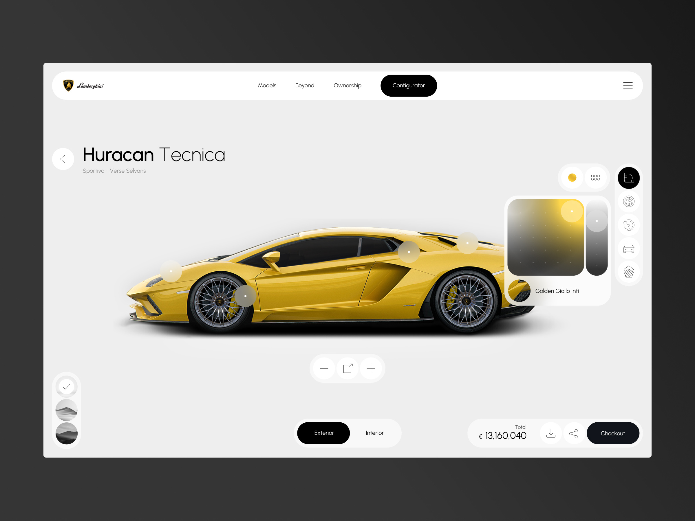 Lamborghini Configurator – Сar Customiser by Jack L. for RonDesignLab ⭐ ...
