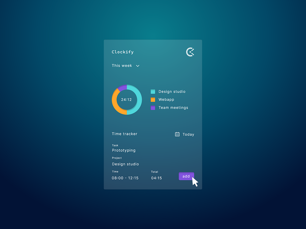 Clockify interface by Maria Klimek for reanmo on Dribbble