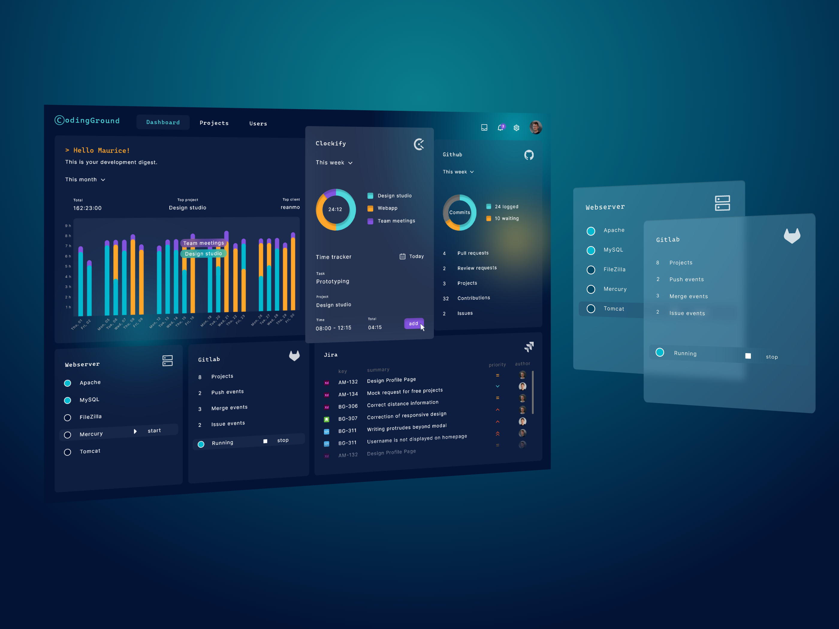 Clockify interface by Maria Klimek for reanmo on Dribbble