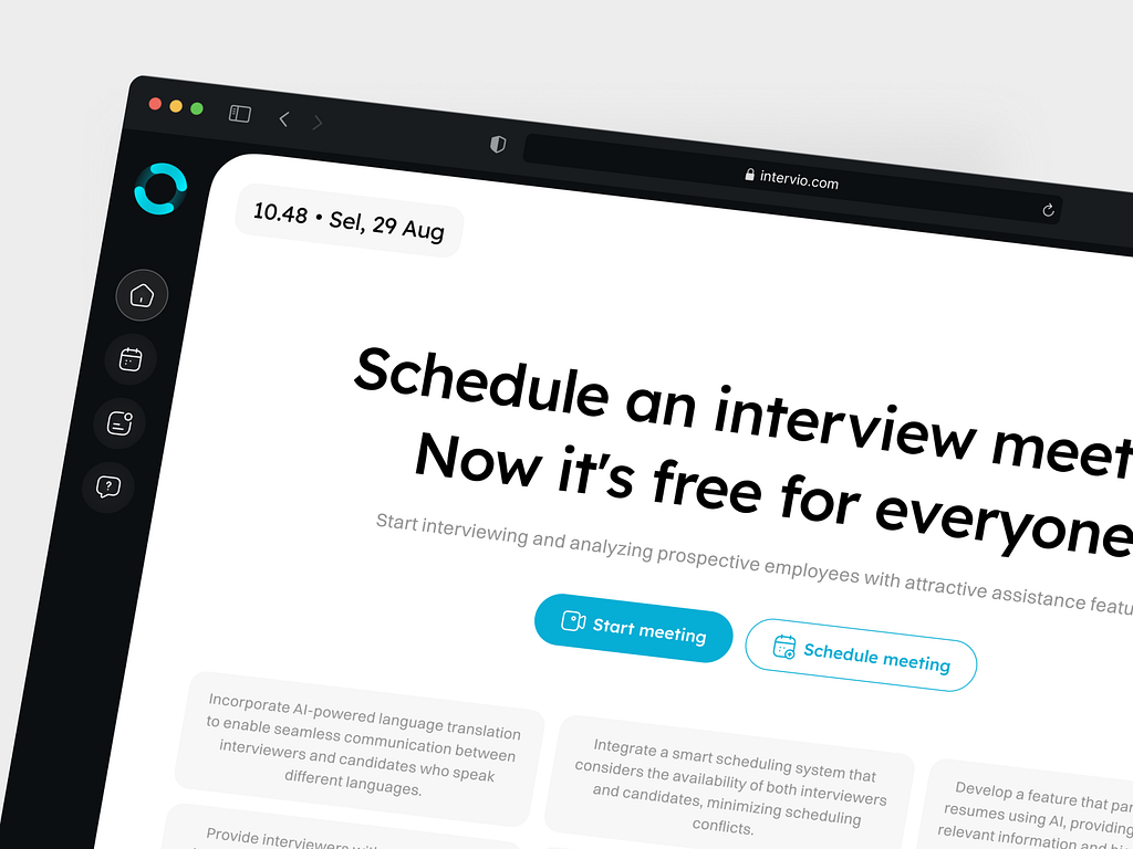 Intervio - AI Interview Meeting Homepage by Ricky Bahtiar for Nija Works on Dribbble