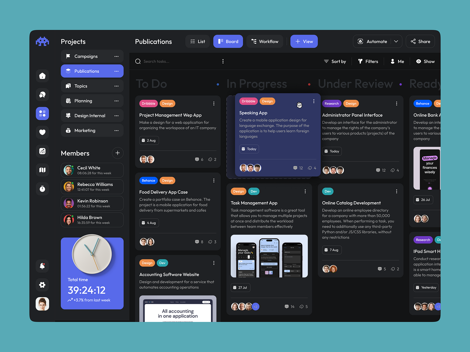 Project Management Web App by Ronas IT | UI/UX Team on Dribbble