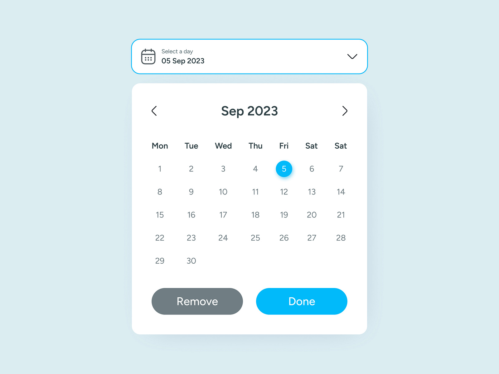 Date picker design - Daily UI Challenge #6 | Calendar UI design by Shakil Ahmed on Dribbble