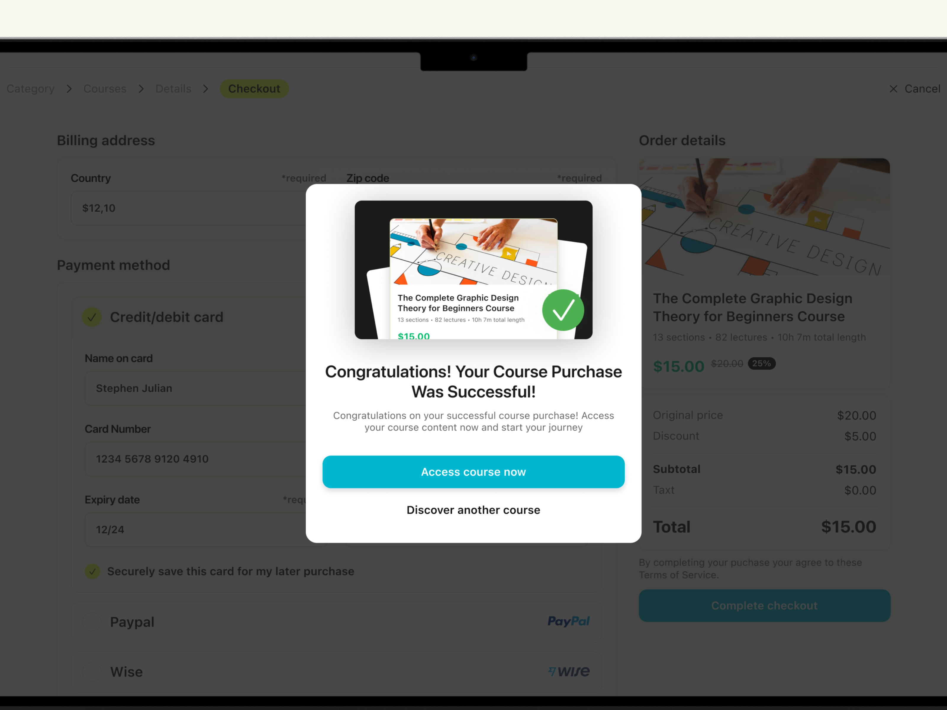 Ecourse Platform - Checkout page by Syahrul Falah for Vektora on Dribbble