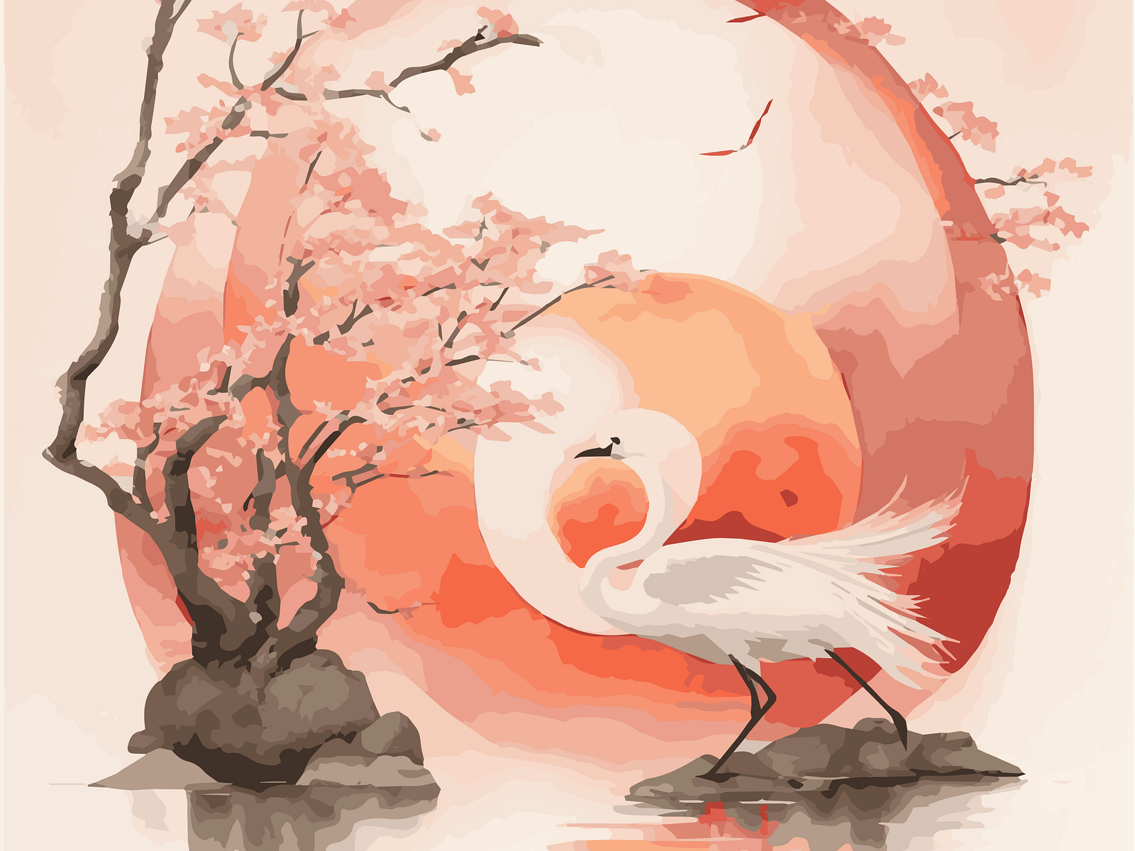 Red Sun With Tree Japanese Artwork by Aimen Bashir on Dribbble