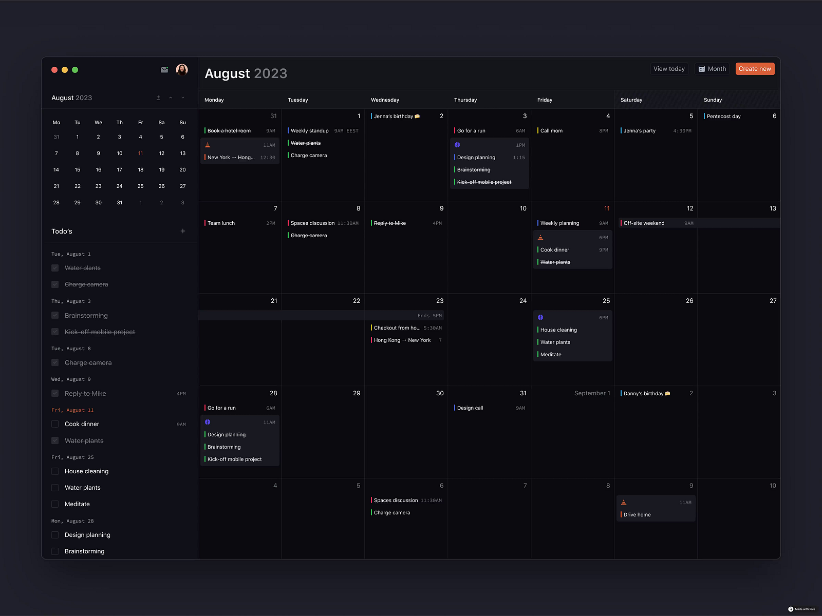 Multi-layered calendar in Black / Dark / Light mode by Vasile Labici on ...