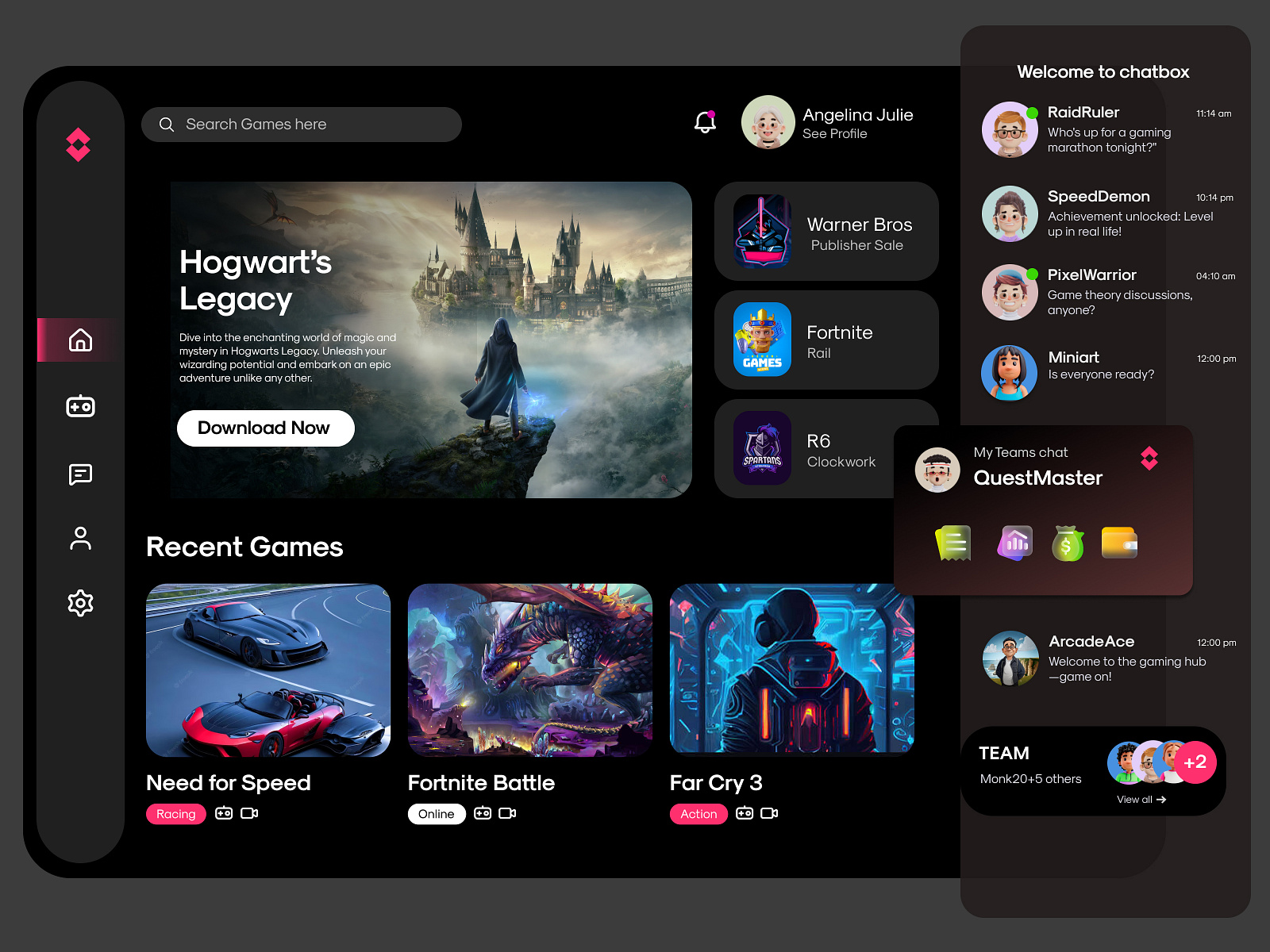 Games Dashboard by Ayesha Riaz on Dribbble