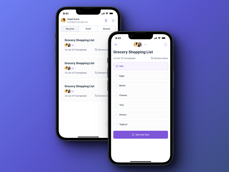 Shopping List Mobile App UI by Shreyansh on Dribbble