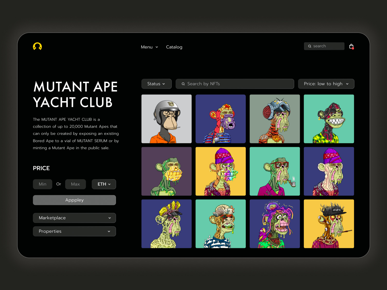 NFT shop, section with a choice of goods by Alena on Dribbble