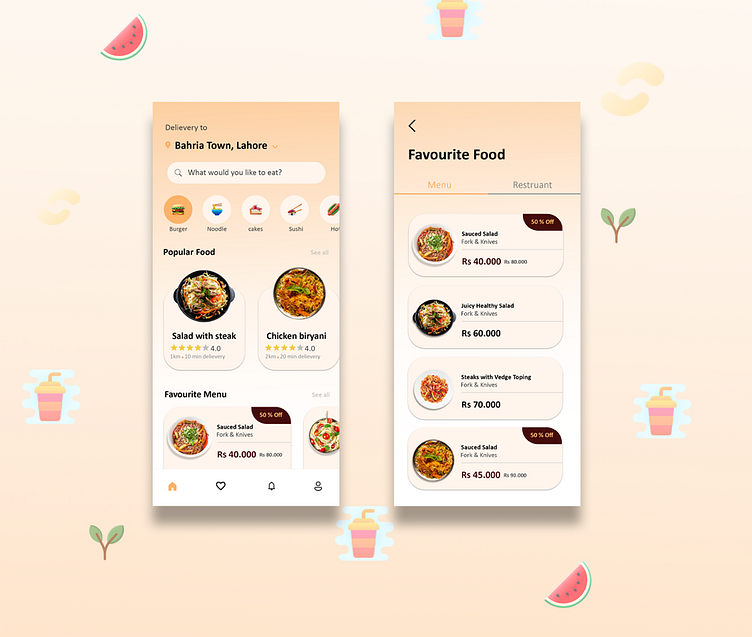 Food app UI UX by JJ designs on Dribbble