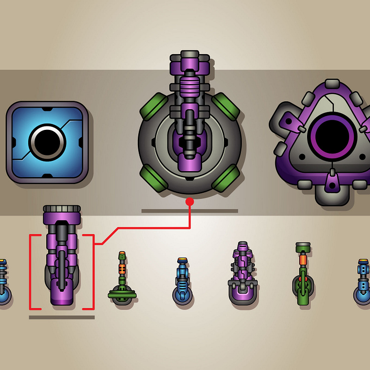 12 TOP DOWN TURRET GAME ASSET by bevouliin on Dribbble