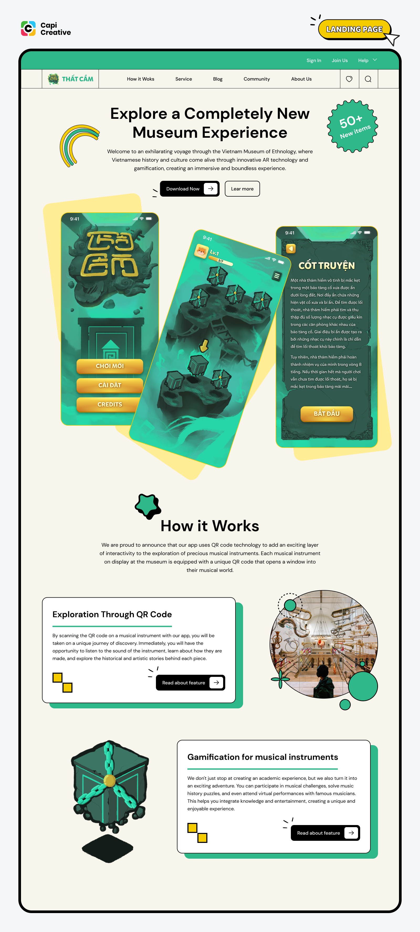 Museum Gamification Landing Page - Neobrutalism Design Style by Capi ...