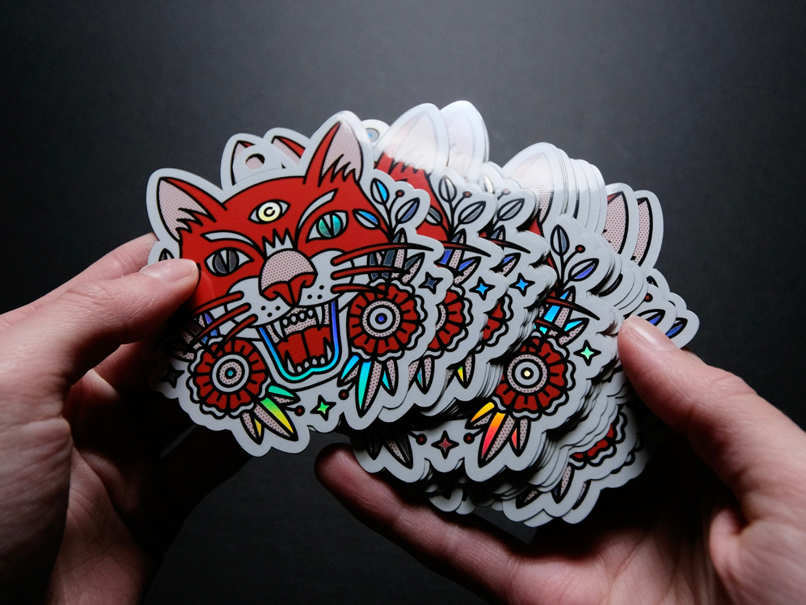 StickerApp x Red Halftone Hang Tag Stickers by Lisa Champ on Dribbble