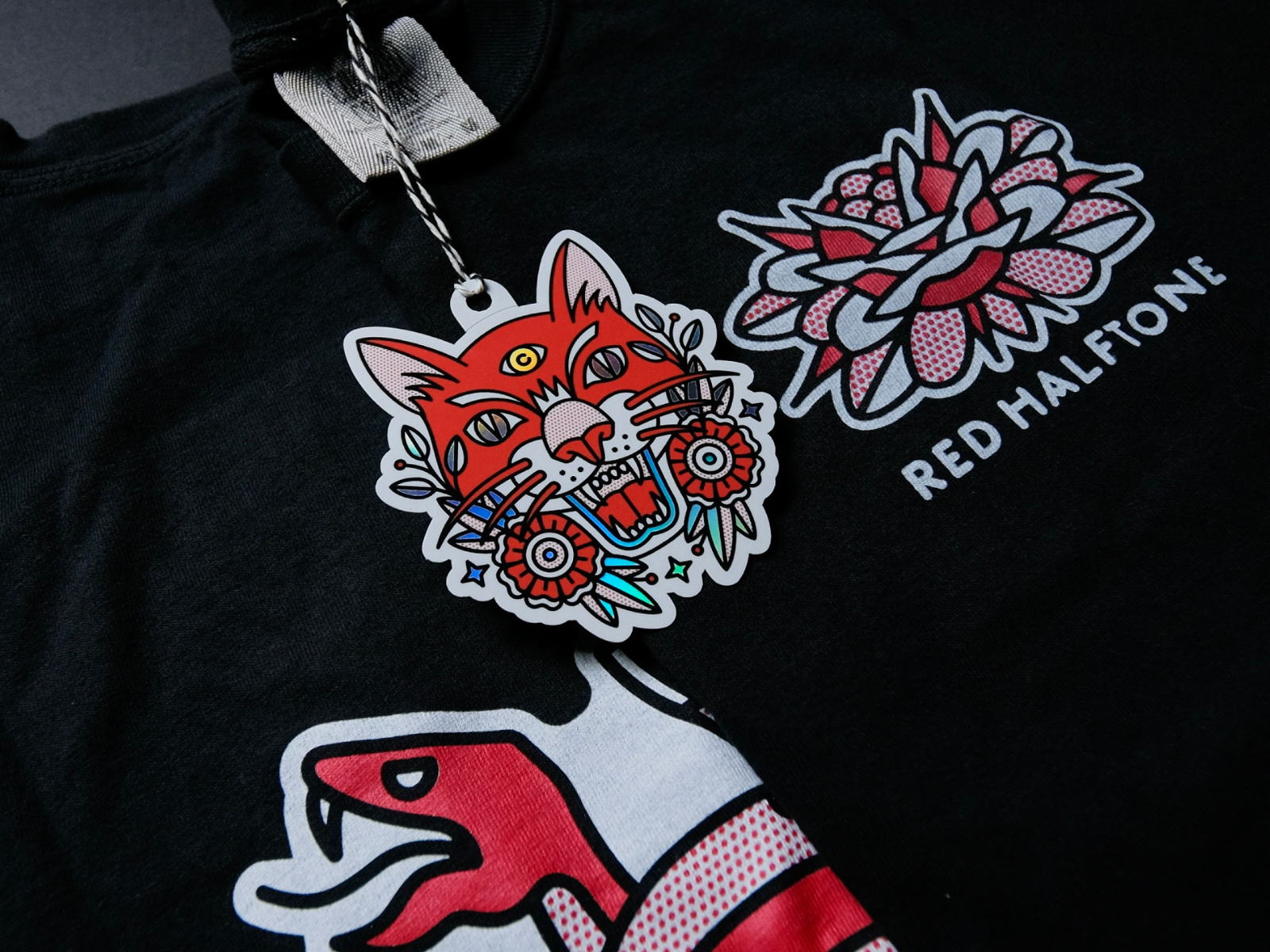 StickerApp x Red Halftone Hang Tag Stickers by Lisa Champ on Dribbble