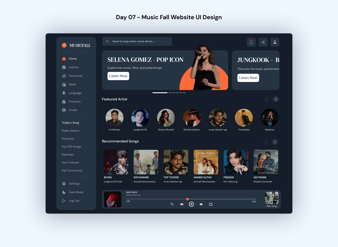 Day 07 - Music Fall Website UI Design by kaveepriyaa on Dribbble
