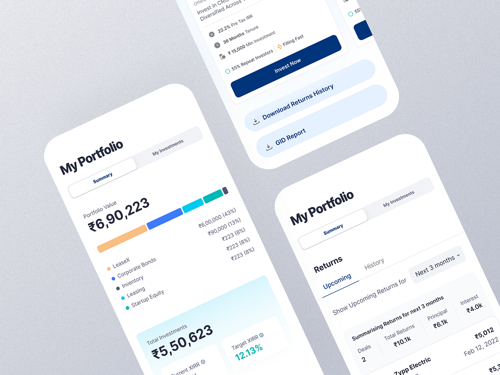 Investment Portfolio breakdown screens by Ajay Shekhawat on Dribbble