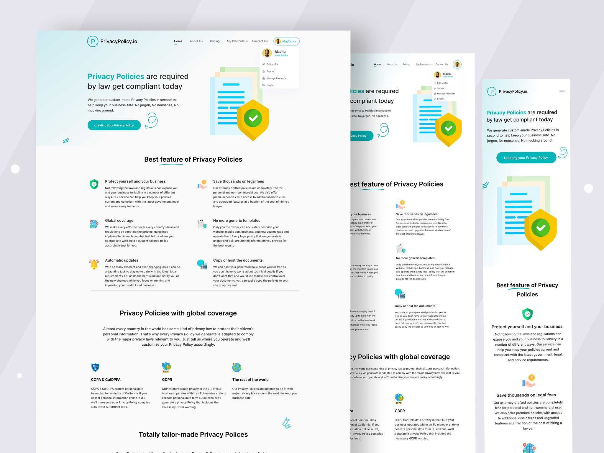 Privacy Policy Generate Website Design UI by Madhu Miah for Upnow ...