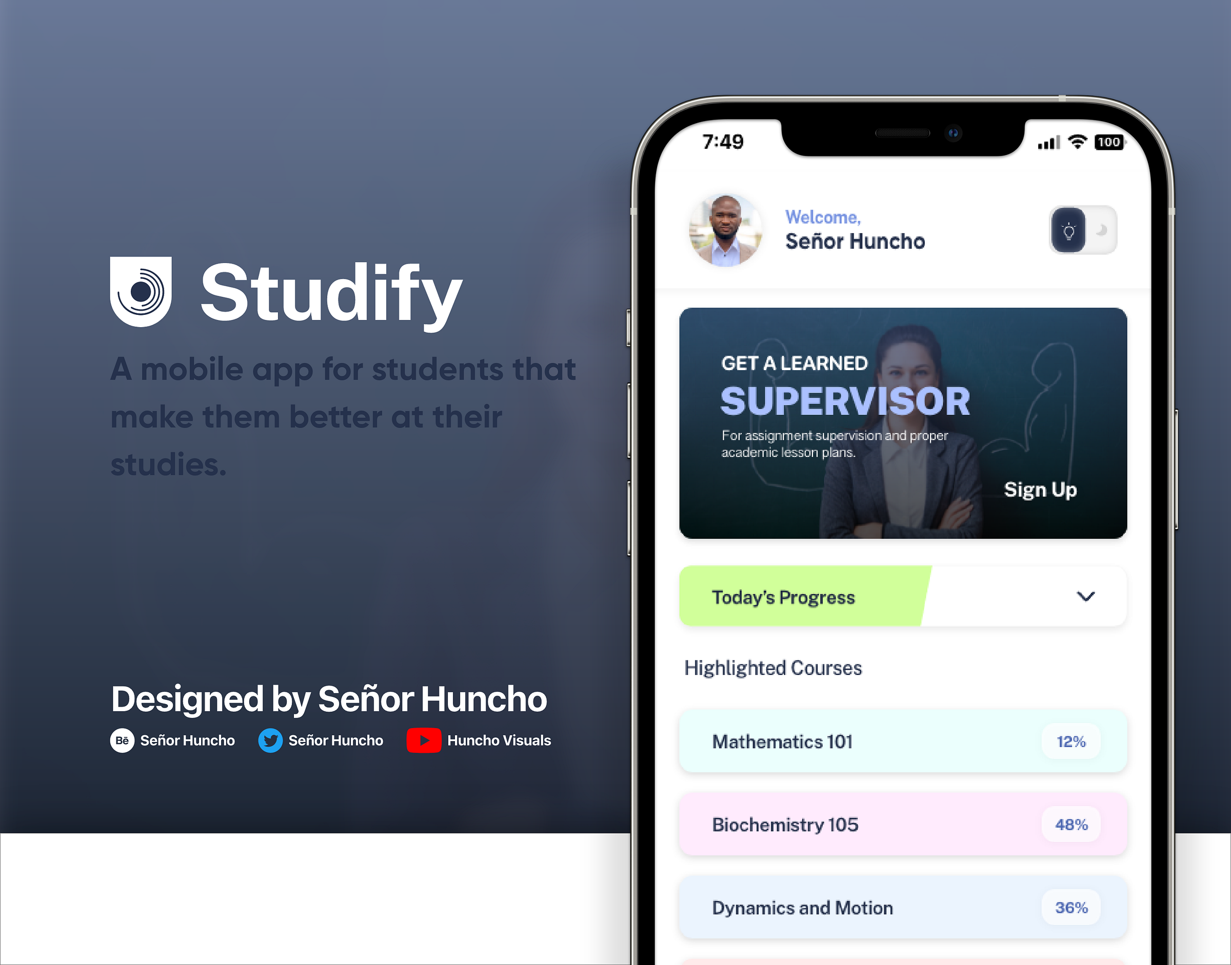 Student companion app UI by Señor Huncho on Dribbble