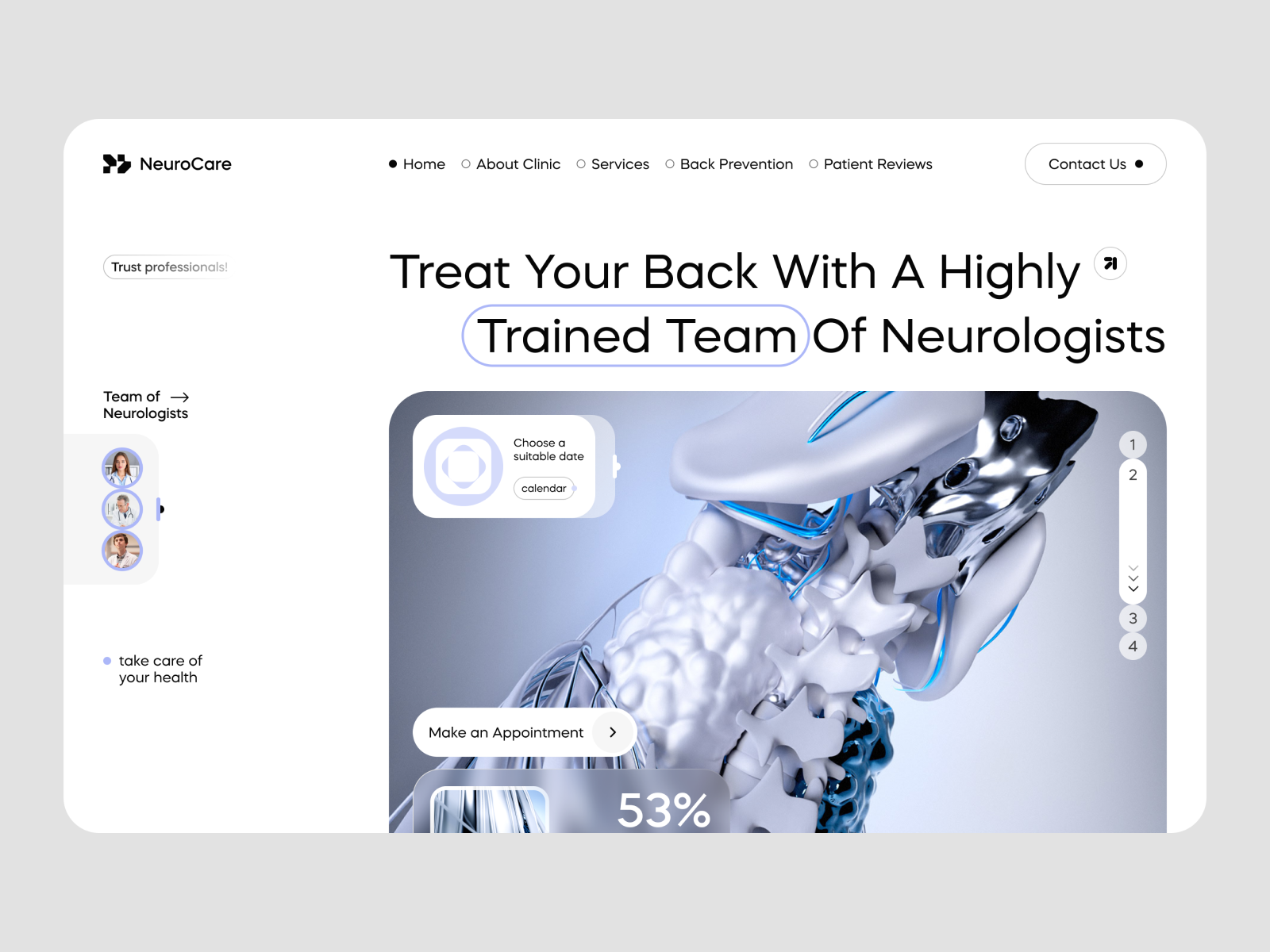 NeuroCare - NeuroClinic Landing Page by Levi Wilson for QClay on Dribbble