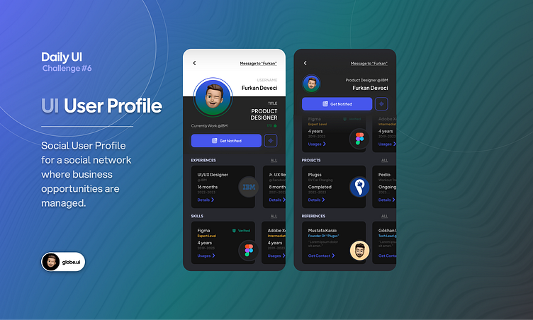 DailyUI Challenge #6 User Profile Design by Furkan Deveci on Dribbble