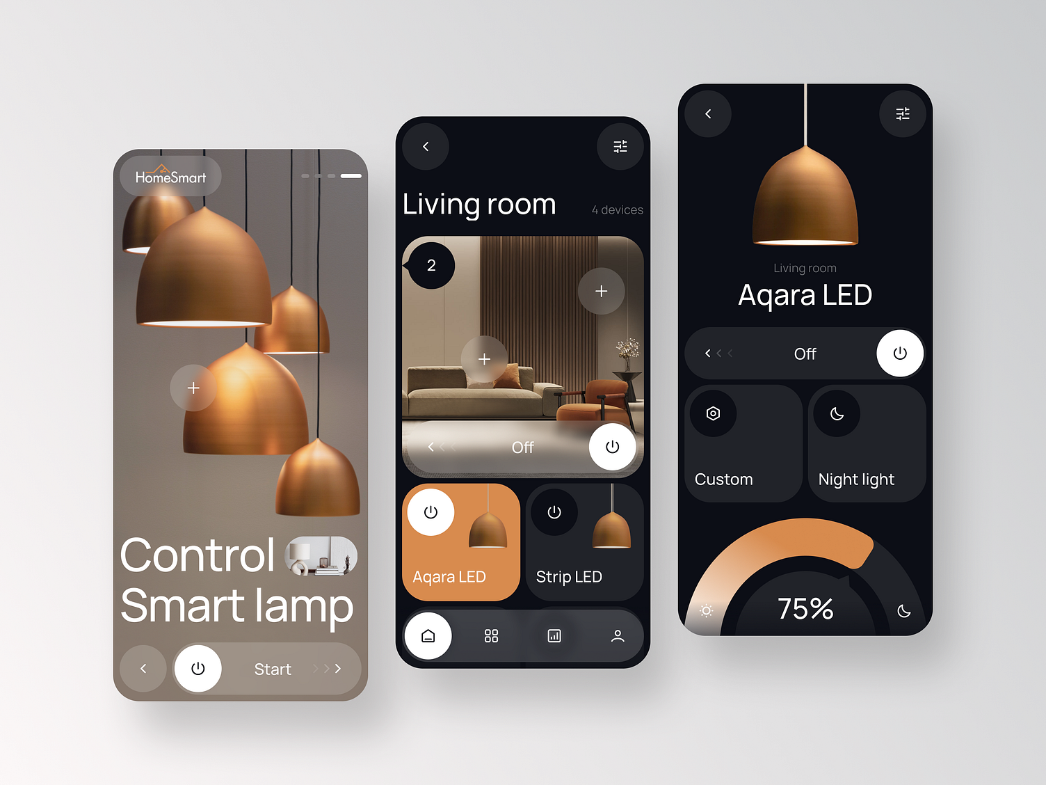 HomeSmart - Smart lamp Mobile app by Viktoriia Tkachuk on Dribbble