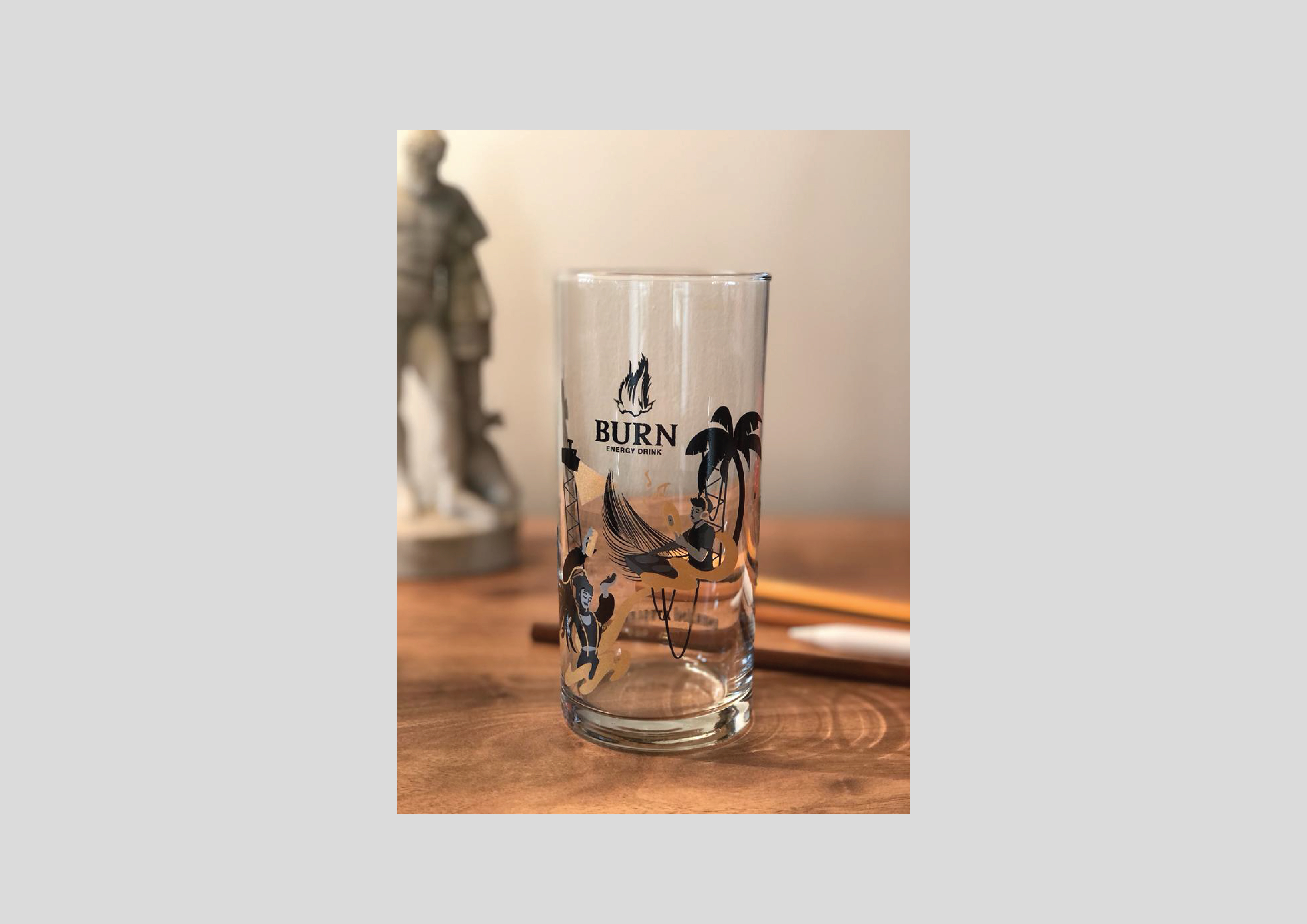 Burn Energy Drink Glass Illustration by Demet Tombul on Dribbble