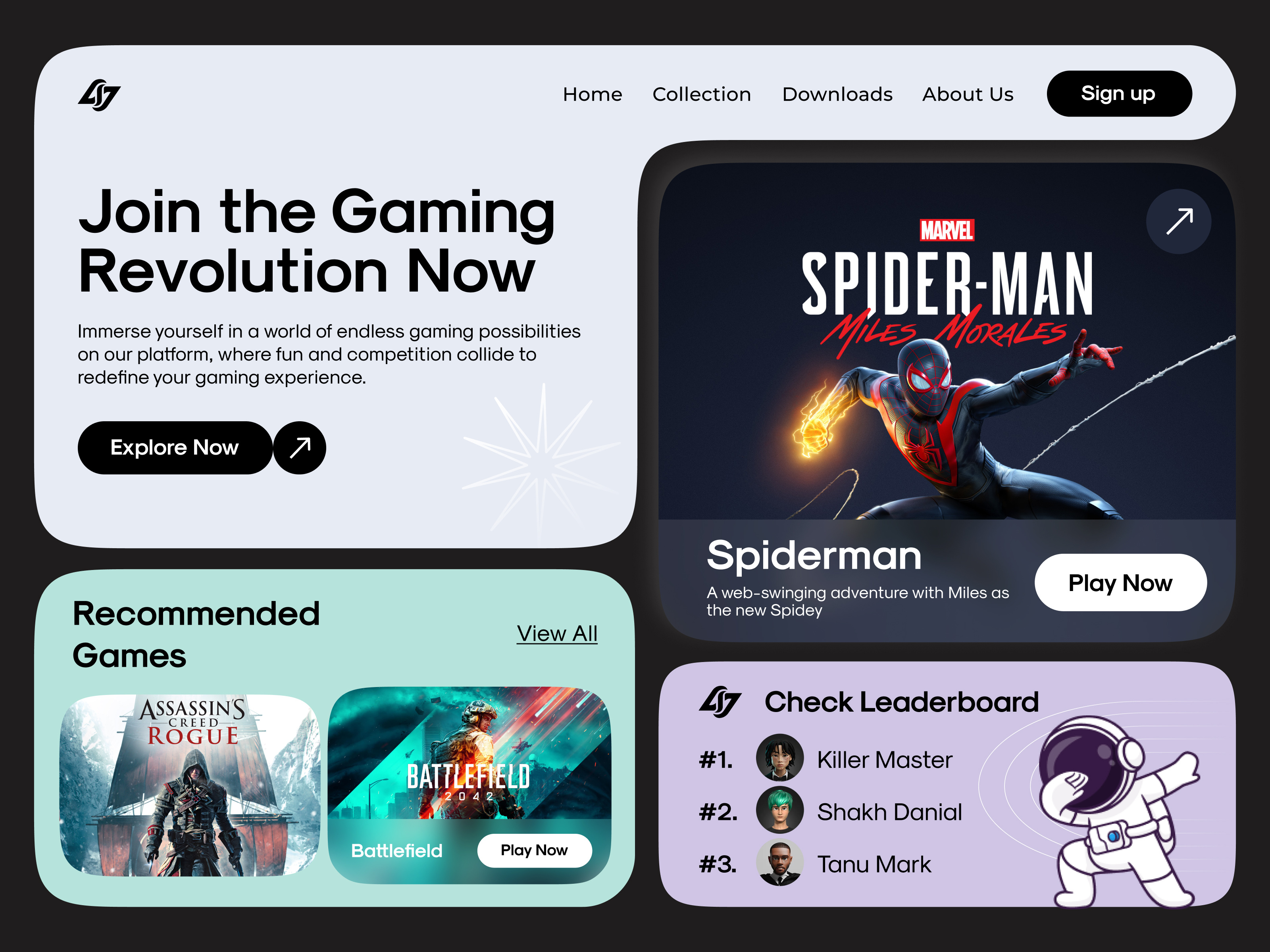 Gaming Landing Page Design by Muhammad Ali for Upnow Studio on Dribbble