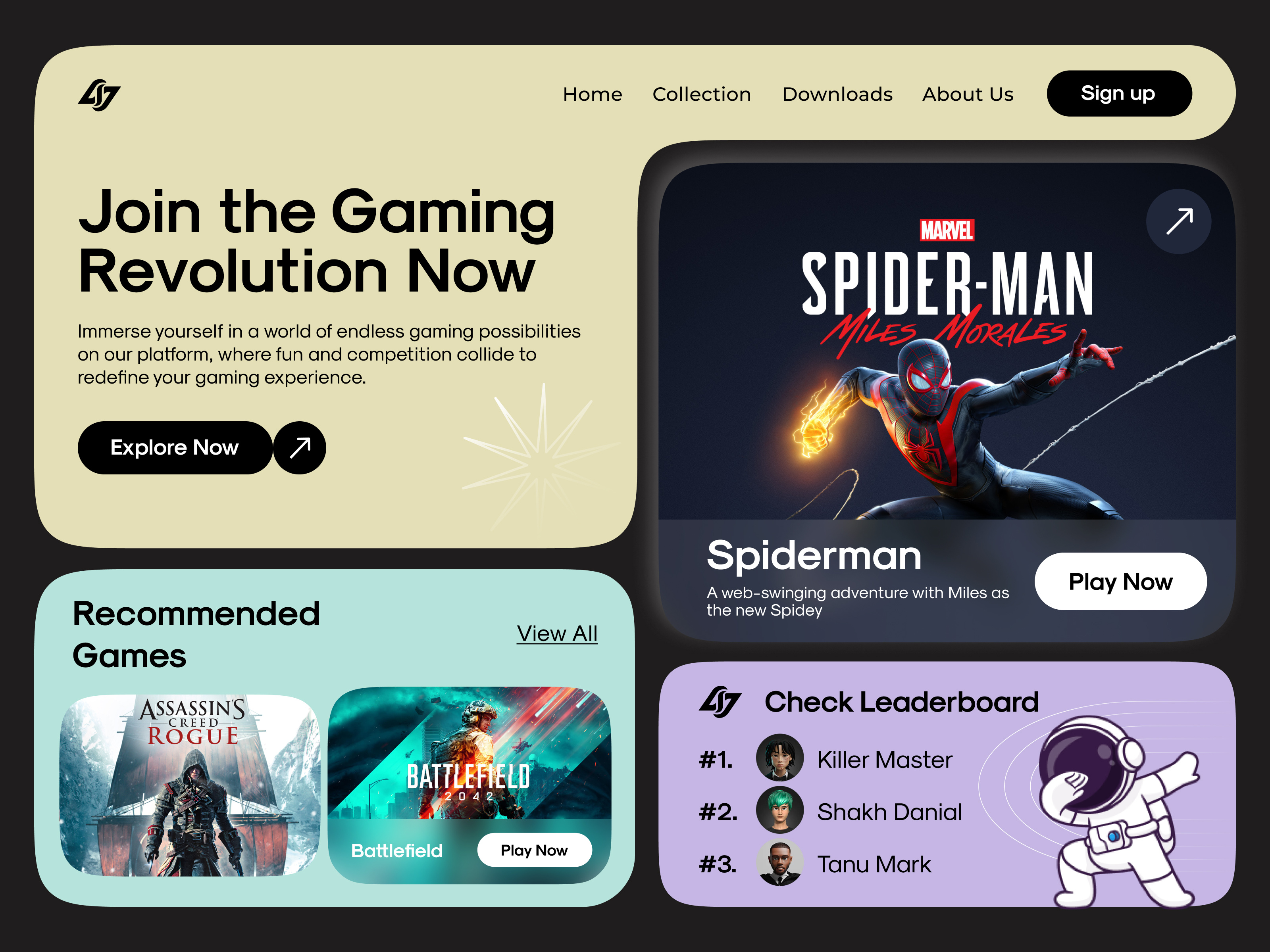 Gaming Landing Page Design by Muhammad Ali for Upnow Studio on Dribbble