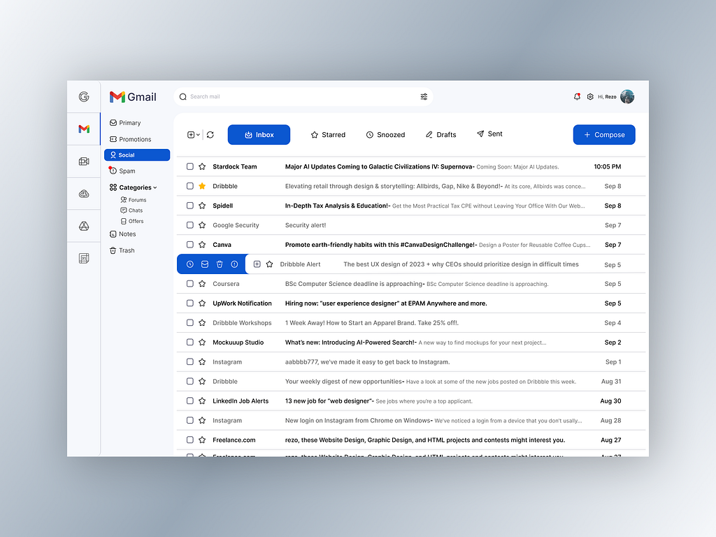 Gmail Redesign. by Rezo Abaishvili on Dribbble
