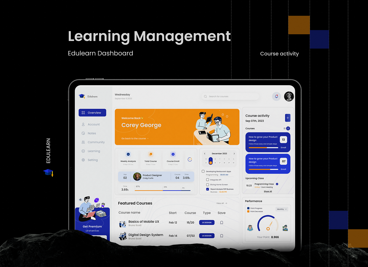Learning Management Dashboard UI Design by Habibur Rahman | UI/UX ...