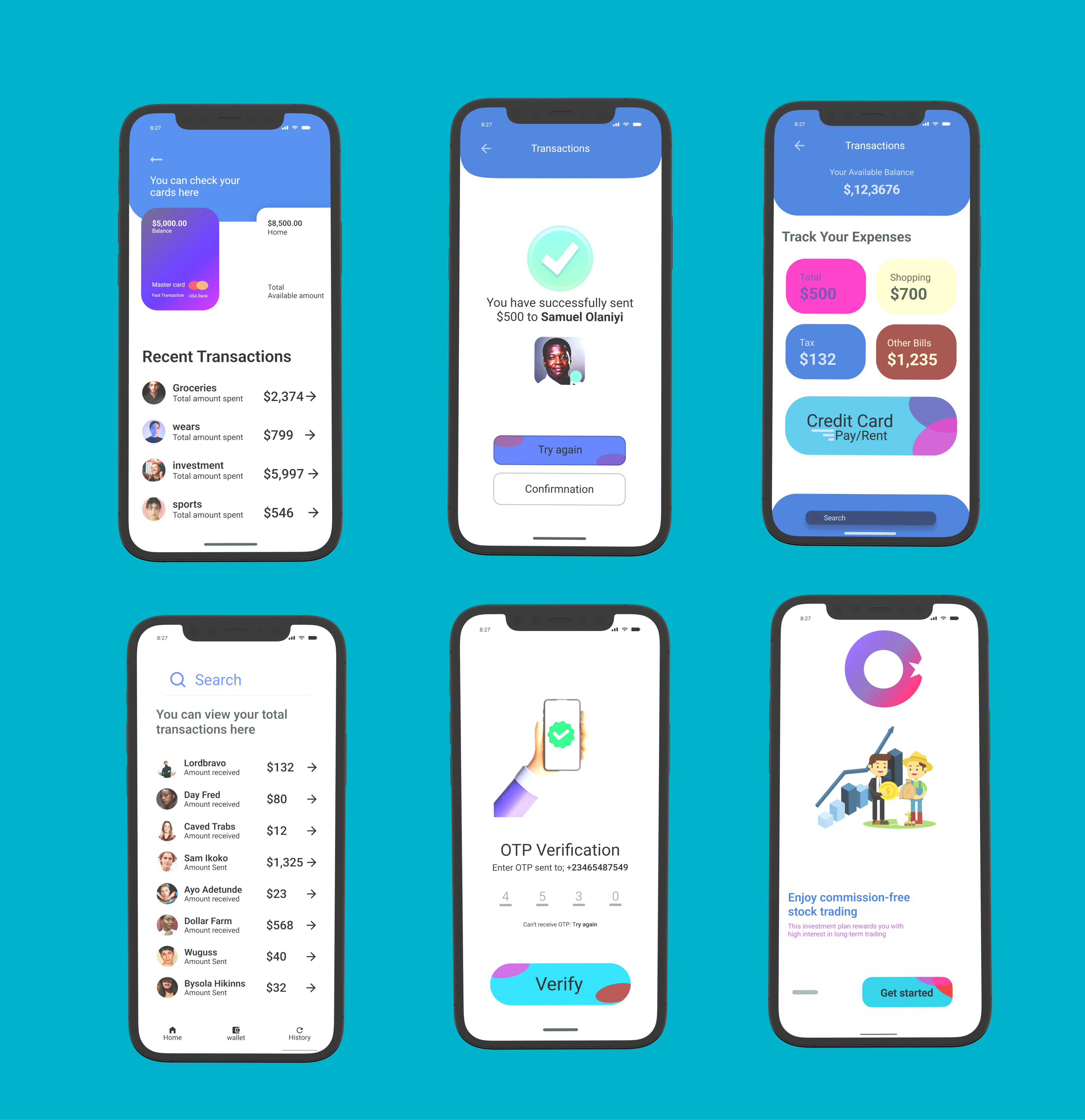 Wireframe and Mobile Banking App design by Abiona Olawale on Dribbble