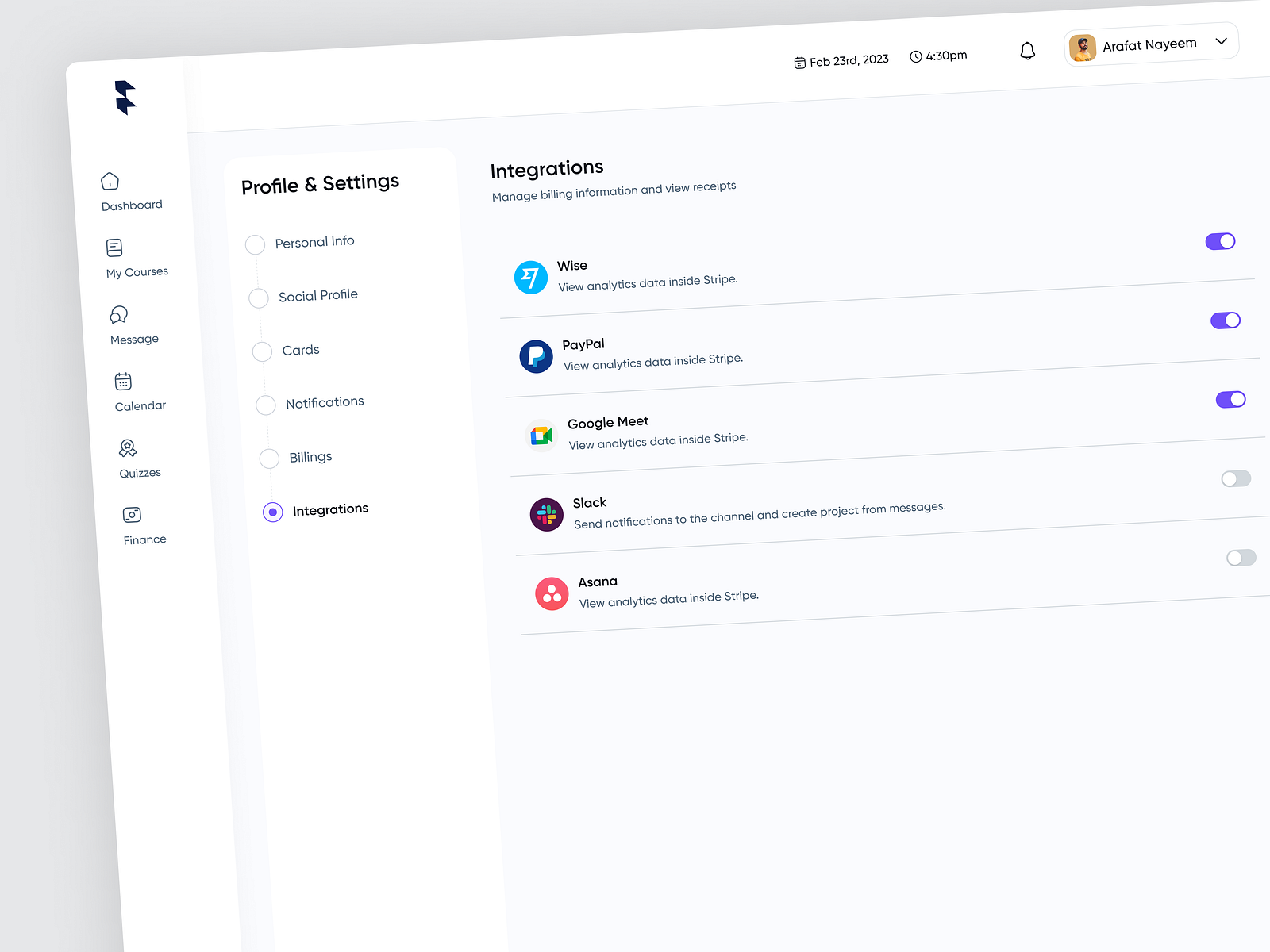 Education SaaS - Integration by Filllo Design Agency on Dribbble