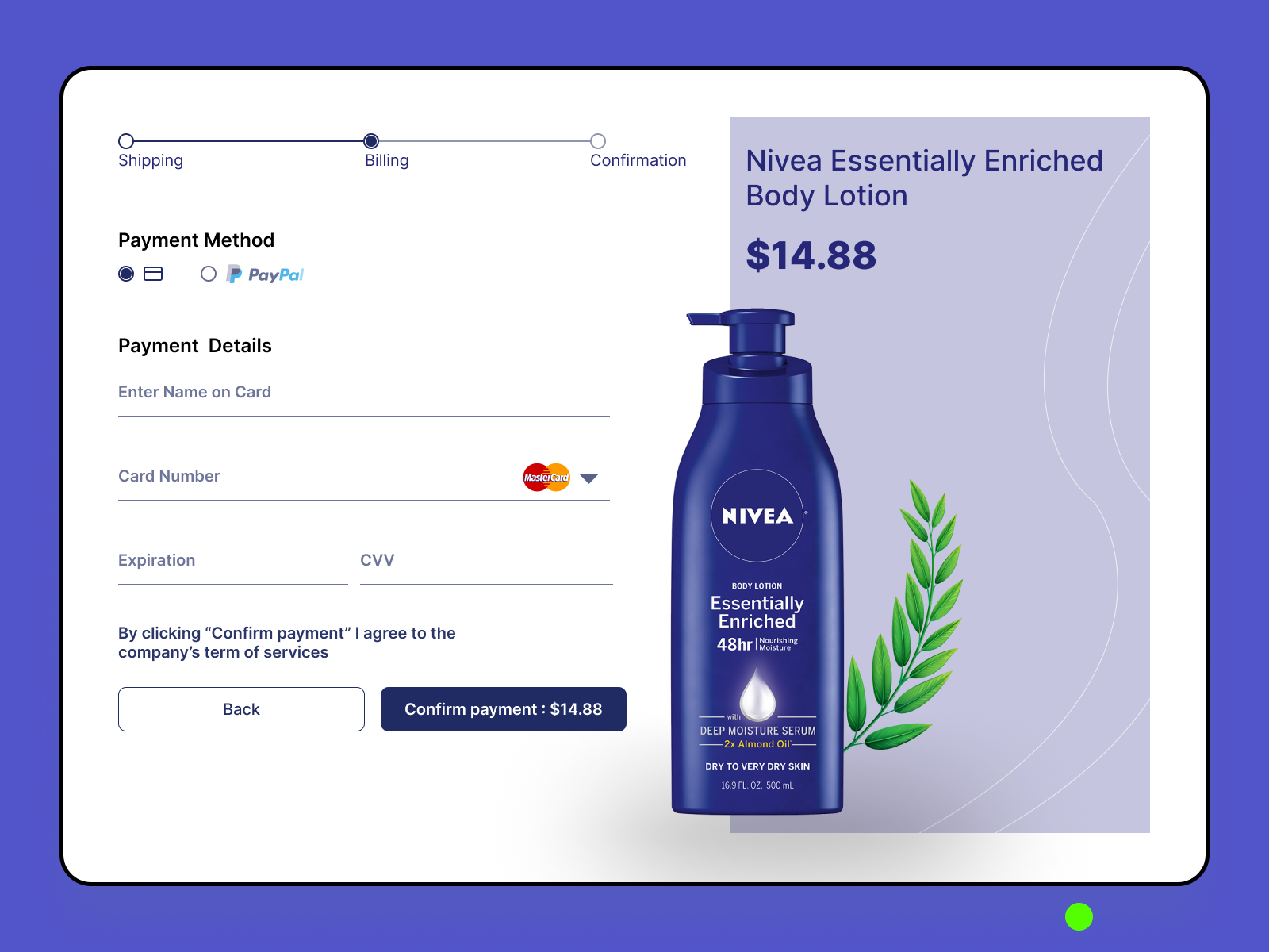 Payment Screen For Nivea Products • Website • UI Design by parthiv ...
