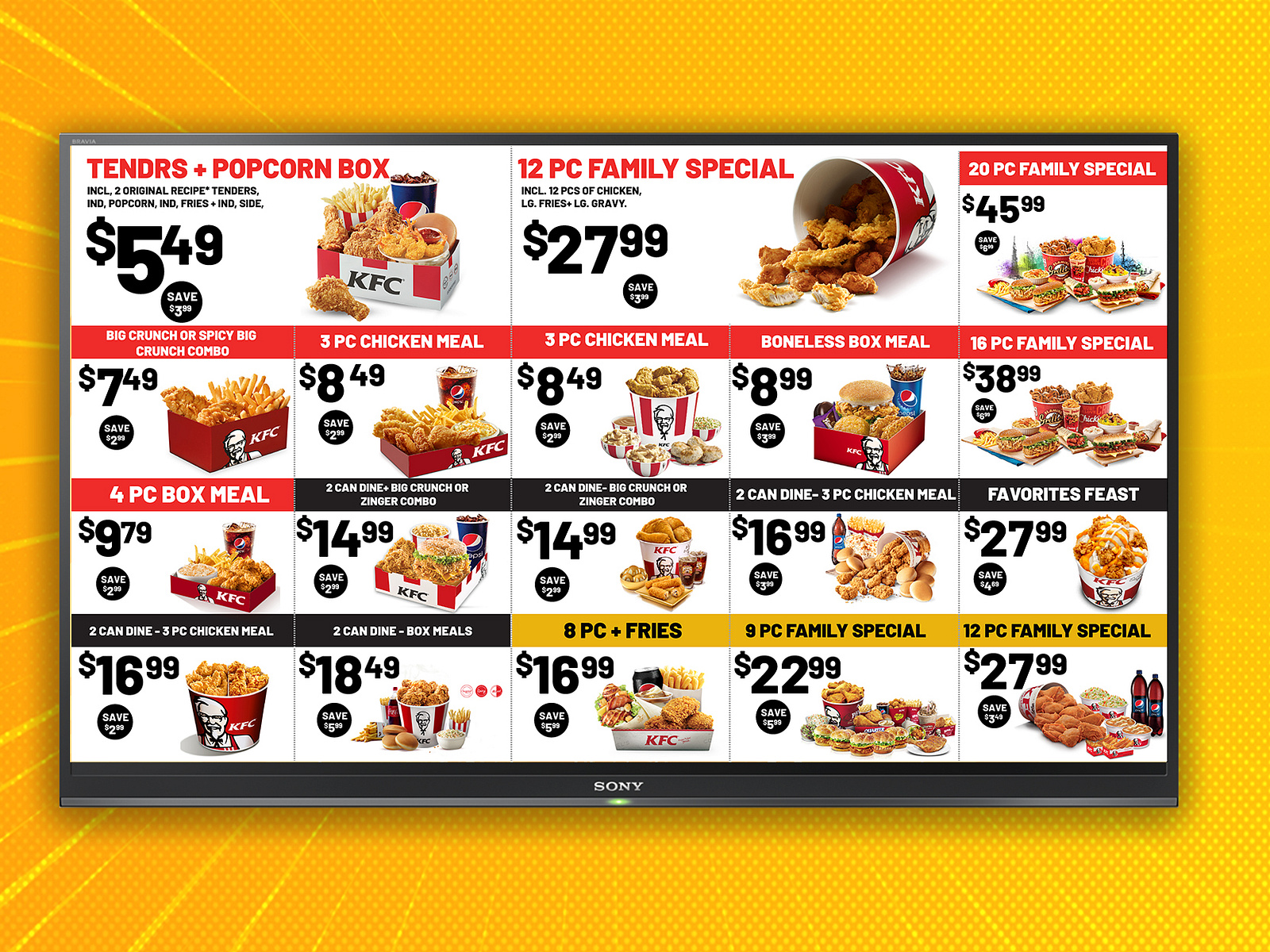 KFC DIGITAL TV MENU BOARD by Topon Ray on Dribbble
