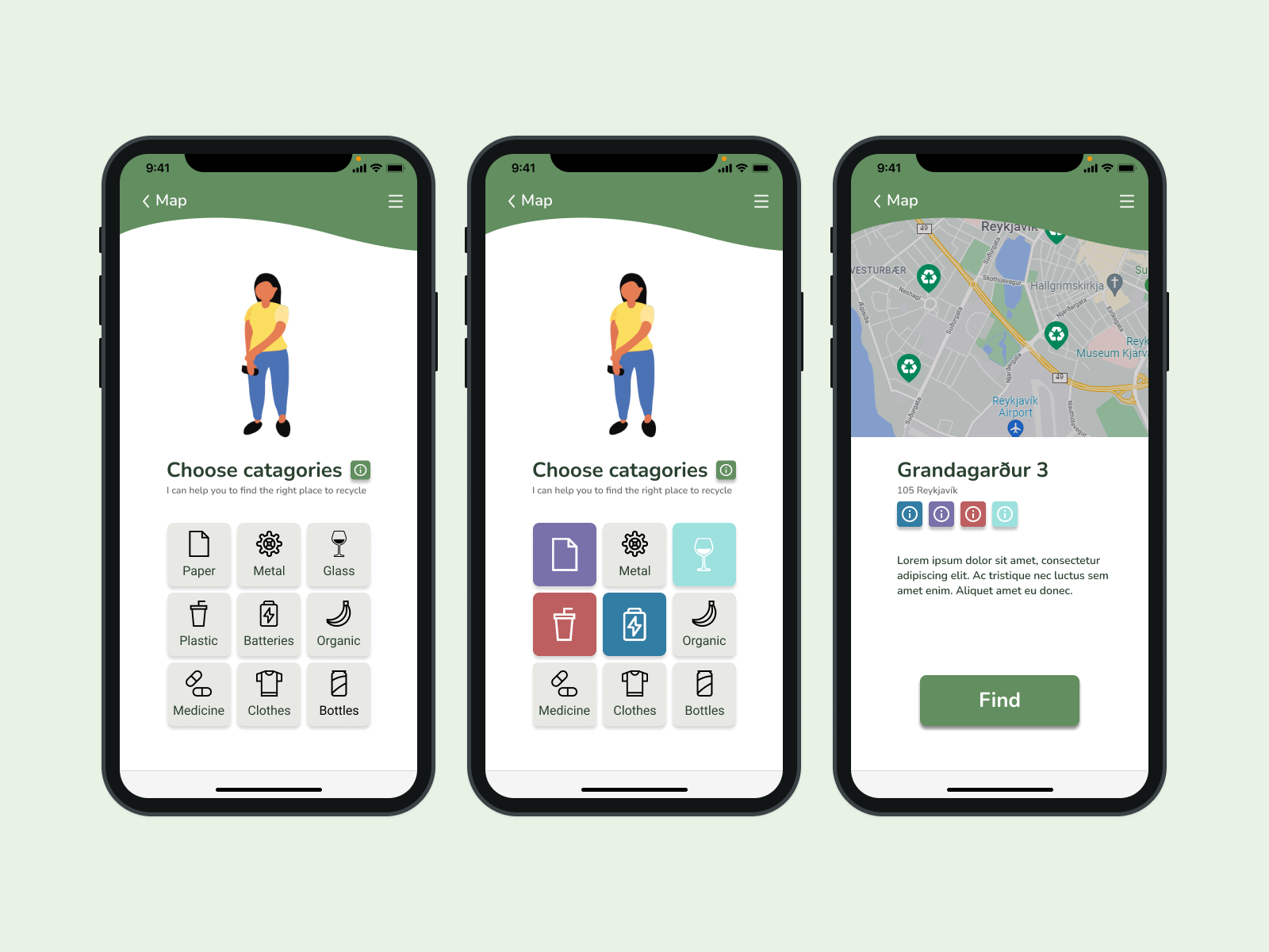 Recycle App by Sunna Osp Thorsdottir on Dribbble