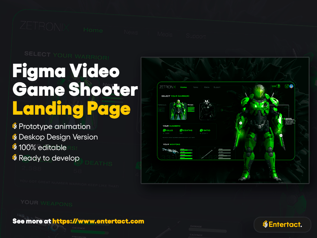 Web Shooter Game Design Landing Page by Entertact com on Dribbble