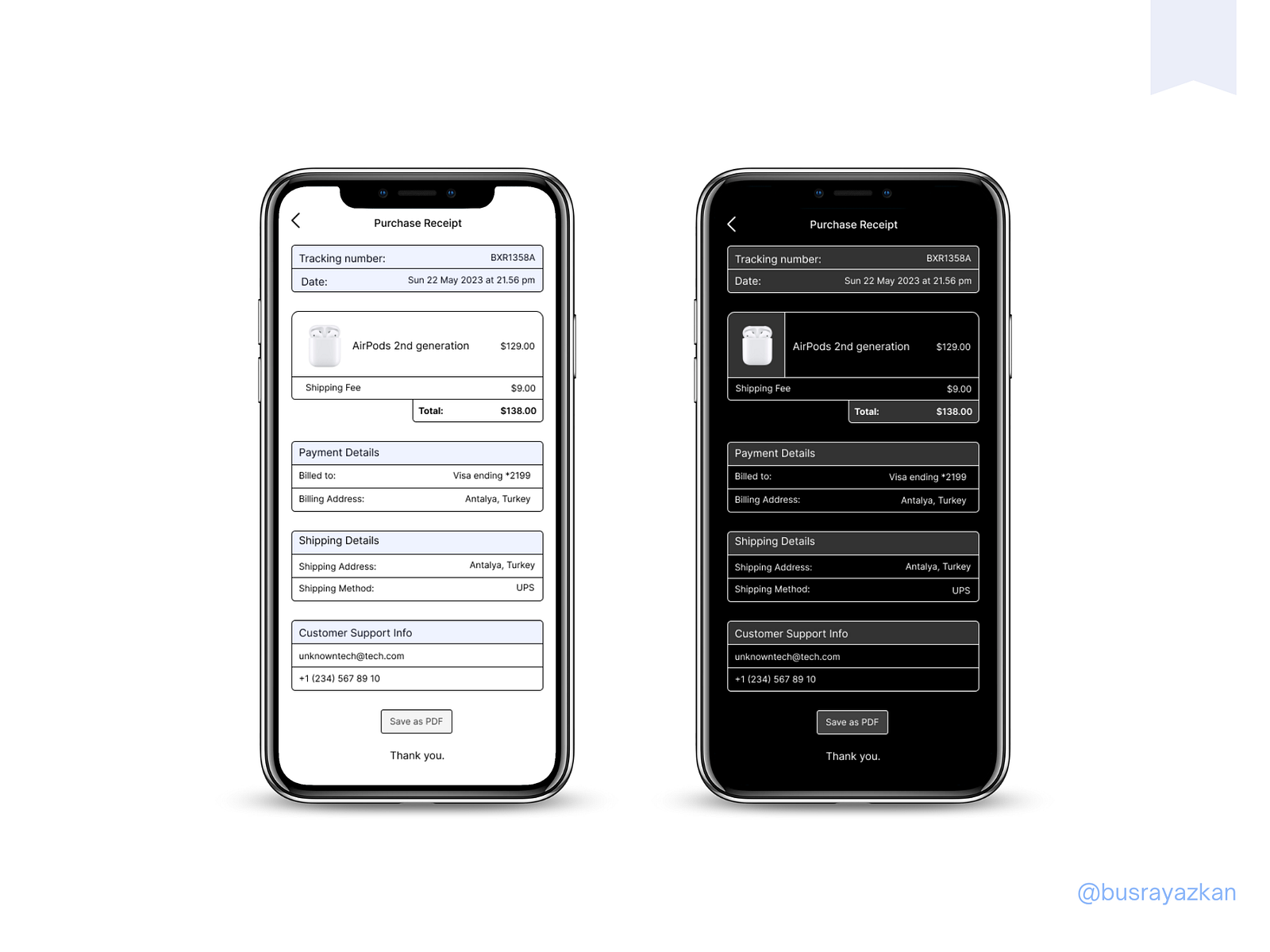Daily UI #17 - Purchase Receipt by Büşra on Dribbble