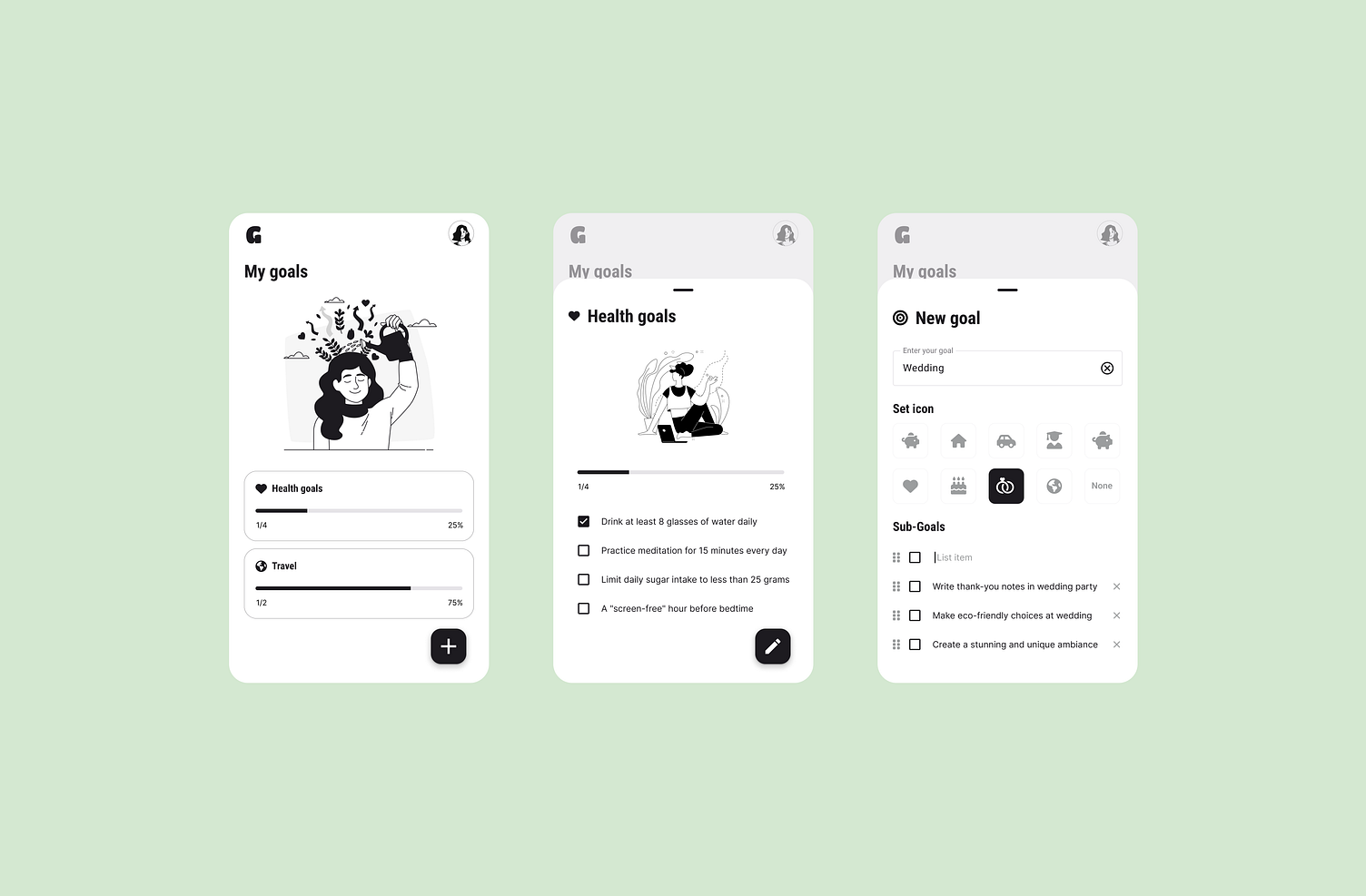 Goal Tracker App Design by Keerthana Rajendran on Dribbble