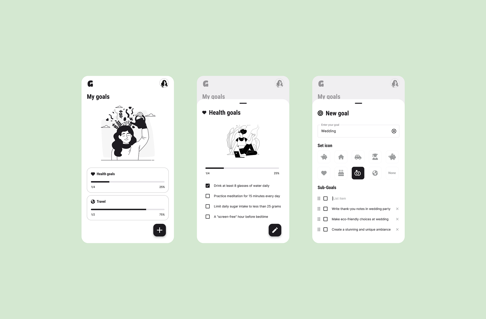 Goal Tracker App Design by Keerthana Rajendran on Dribbble