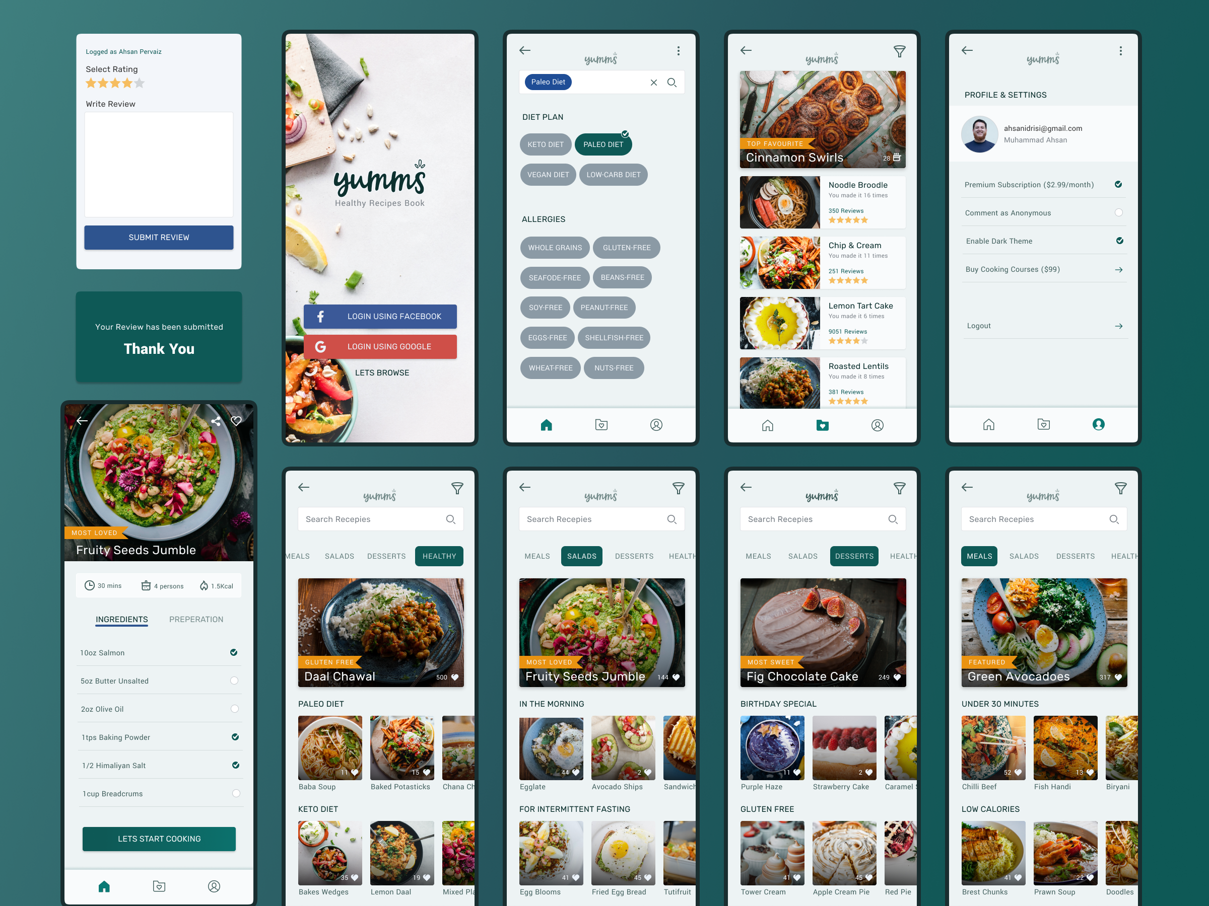 Yumms Food Recipe Mobile App Design by Muhammad Ahsan Pervaiz on Dribbble
