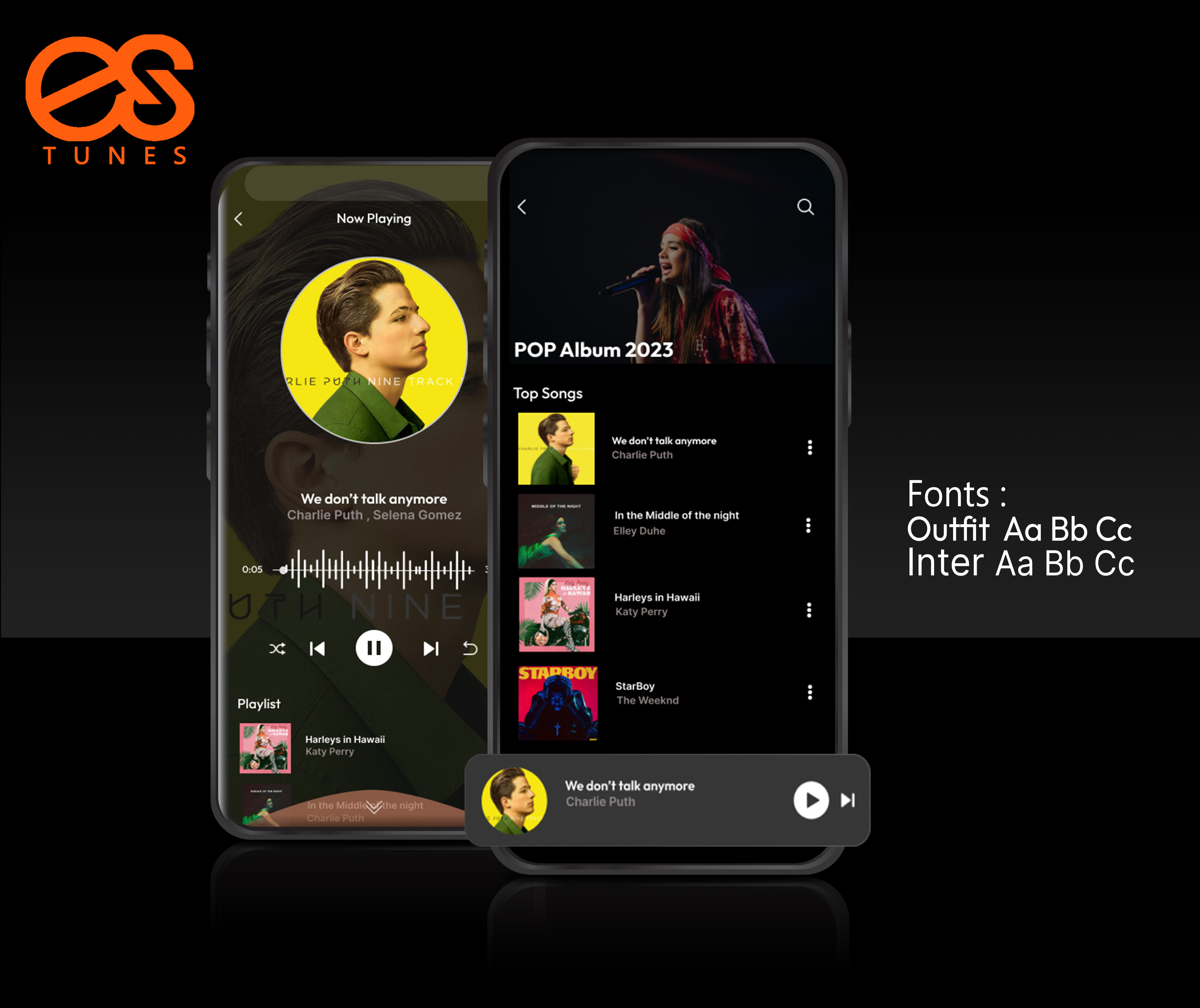 ES Tunes - Music app UI by Muhammad Ali Qureshi on Dribbble